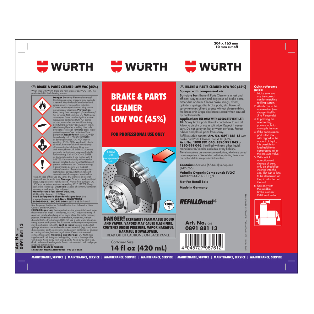 LABEL FOR 089188113 | Promotional | Wurth USA