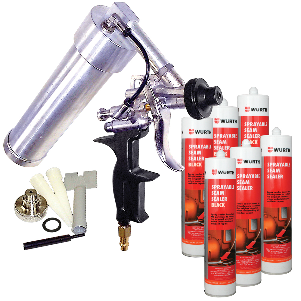 6 Black Urethane Sprayable Seam Sealer with Spray Gun Package Deal ...