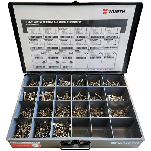 316 Stainless Hex Head Cap Screw Assortment - 840 Pieces | Wurth USA