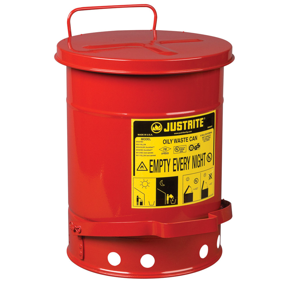 Justrite 21 Gallon Steel Oily Waste Can Red | Wurth USA