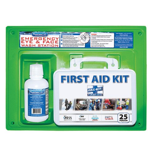 PhysiciansCARE® 25 Person First Aid Kit & Eye Wash Station Combo ...