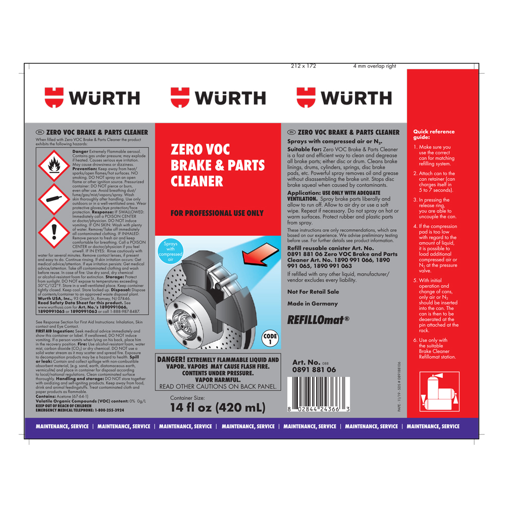 Label For 089188106 | Wurth USA