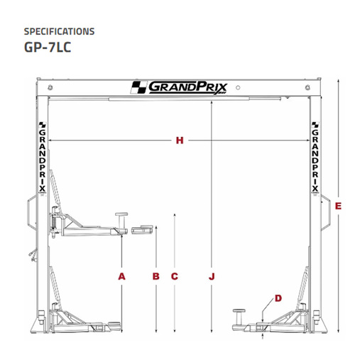 GP-7 GrandPrix Series 7000lbs Capacity 2 Post Lift - 118.5" Height ...