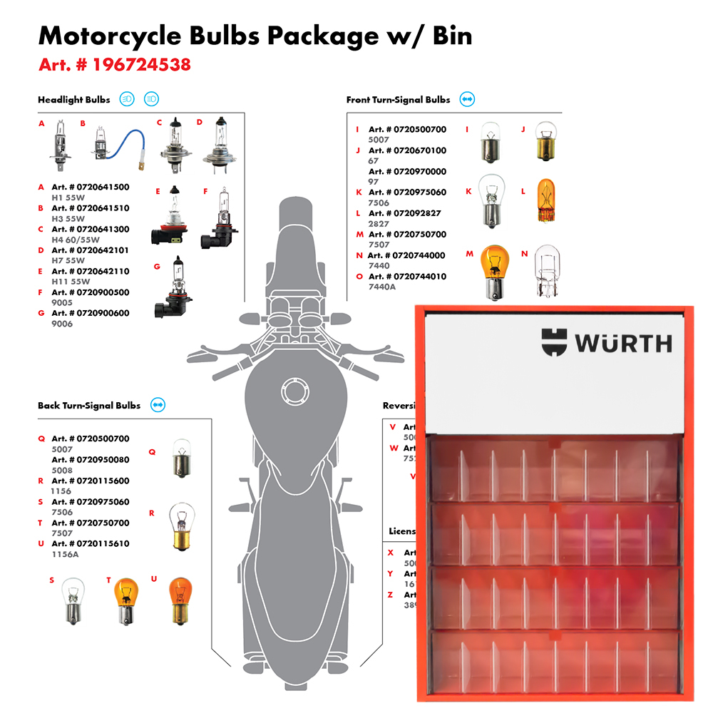 MOTORCYCLE BULBS WITH BIN | Wurth USA