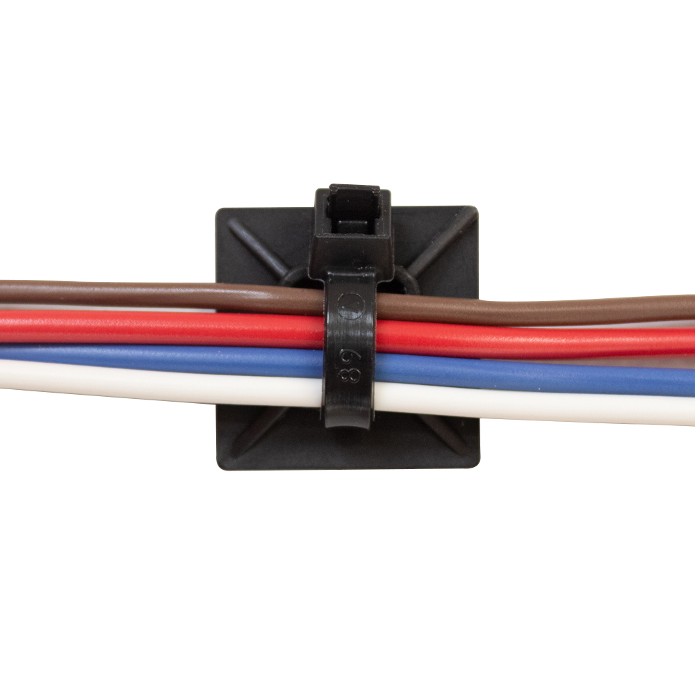 Self-Adhesive Cable Tie Mounting Pads- Black (1" x 1") | Wurth USA