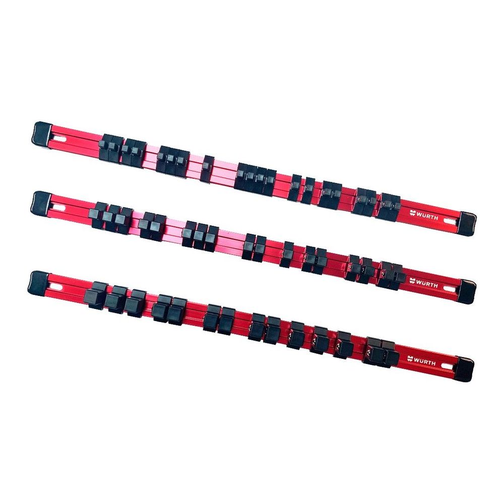 Aluminum Socket Organizer Rail Set With Rubber End Caps - Red - 3 ...